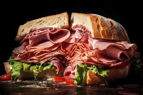 Premium Photo Closeup Of Freshly Sliced Deli Meats For A Sub Sandwich