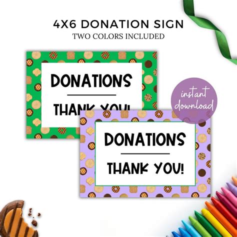 Printable Girl Scout Cookie Donation Sign Digital Download Etsy