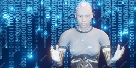Premium Photo Humanoid Robots And Binary Code Ai Big Data Analysis