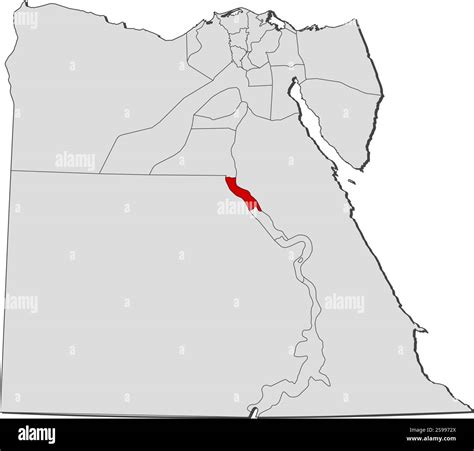 Map Of Egypt With The Provinces Asyut Is Highlighted Stock Vector