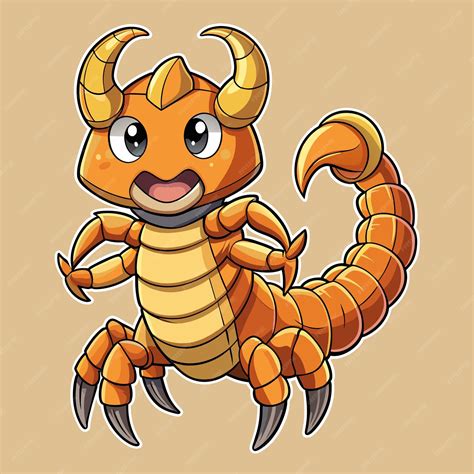 A Cartoon Image Of A Scorpion With A Face And Eyes Premium Ai