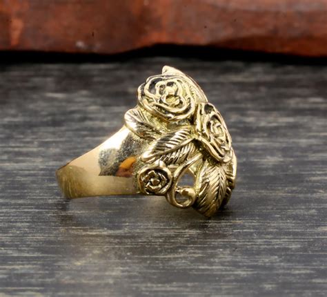 Vintage Jewelry Vintage Ring Floral Ring Brass Ring Etsy