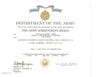 Army Achievement Medal Certificate Template
