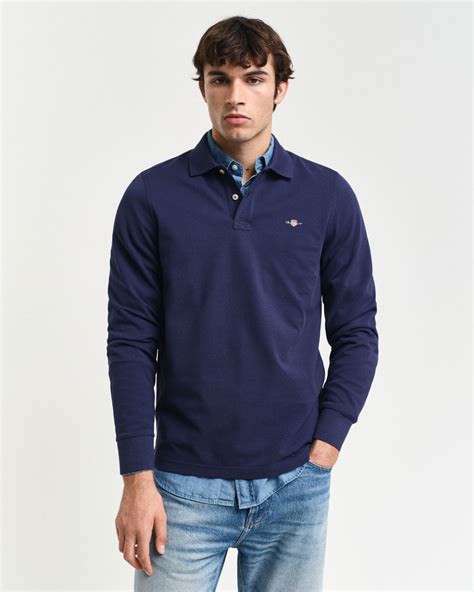 Shield Piqué Rugger In Navy Fitzgeralds Menswear
