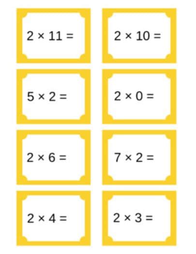 Horizontal Multiplication Flash Cards 0 12 288 Flashcards With Solution
