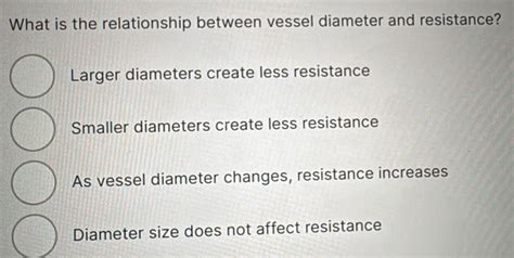 Solved What Is The Relationship Between Vessel Diameter And Resistance