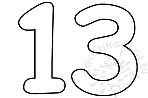 Printable Number 13 Bubble Letter Coloring Page