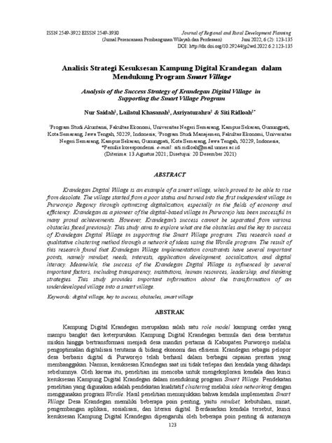 Analisis Strategi Kesuksesan Kampung Digital Krand Pdf Indonesia