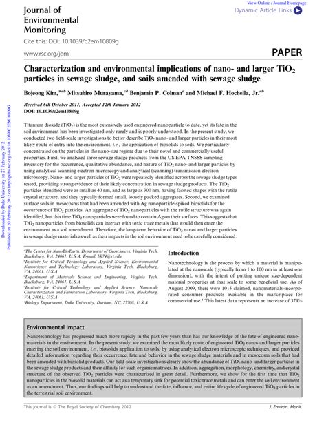 Pdf Characterization And Environmental Implications Of Nano And Larger Tio2 Particles In