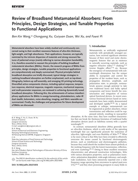 Review Of Broadband Metamaterial Absorbers From Principles Design Strategies And Tunable