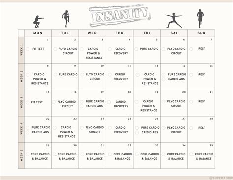 Insanity Workout Calendar Excel Insanity Max 30 Workout Schedule Excel