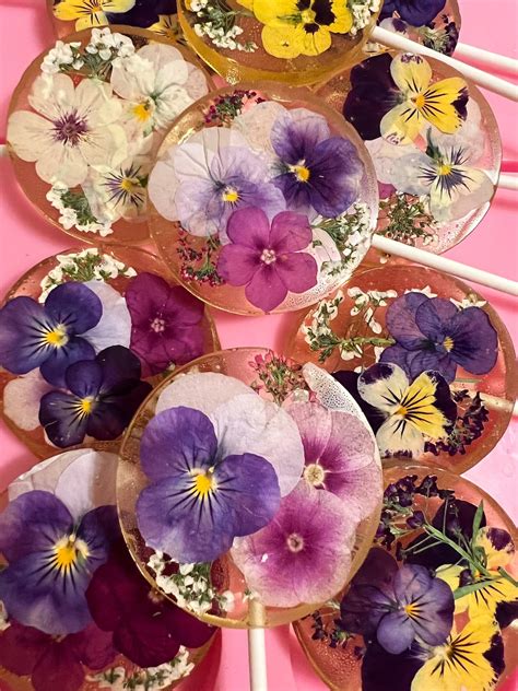Custom Edible Flower Lollipops Etsy