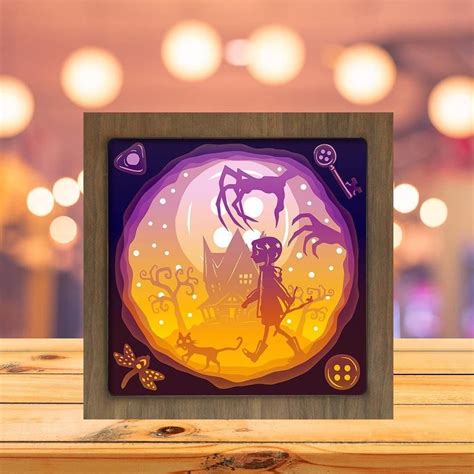 Coraline Paper Cut Light Box File Cricut File 20x20cm Lightboxgoodman Mỹ Thuật Ý