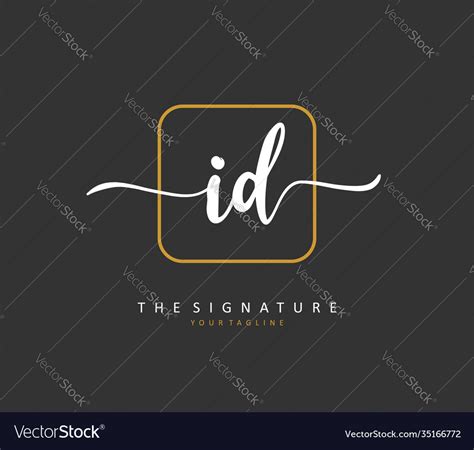 Id Initial Letter Handwriting And Signature Logo Vector Image