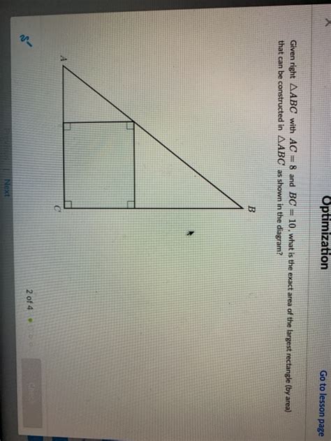 Solved Optimization Go To Lesson Page Given Right Aabc With