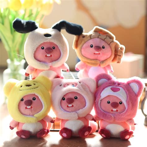 15cm Cute Cartoon Headgear Beaver Loopy Pendant Keychain Plush Toy Doll