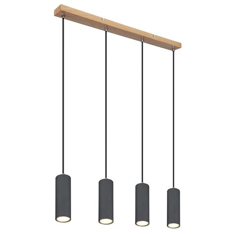 Luminosa Robby Bar Pendant Ceiling Light Wood Look Dark 4x Gu10