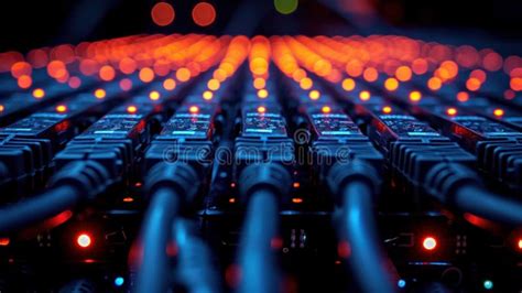 Network Switch And Ethernet Cables In Data Center Stock Illustration Illustration Of