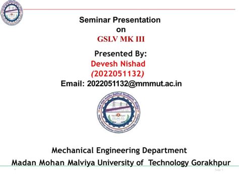 Gslv Mk Iii Pptx For Presentation Of Mmmut Pptx