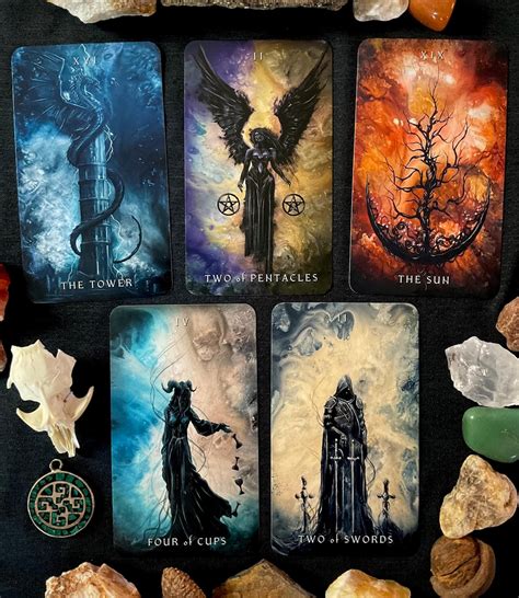 Dark Fantasy Tarot 78 Card Tarot Deck Featuring Original Shadowy