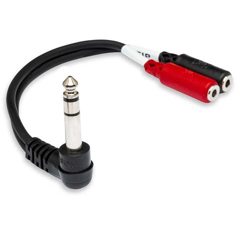 Hosa Stereo Breakout Cable 1 4in Right Angle Trs To Dual 3 5mm Trs
