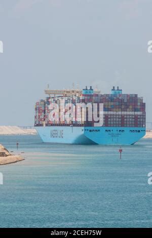 Egypt Suez Canal Maersk Line Container Ship Transiting The Canal