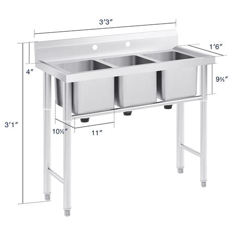 Wilprep Commercial 3 Compartment Sink For Sale 11x10 Wilprep Kitchen
