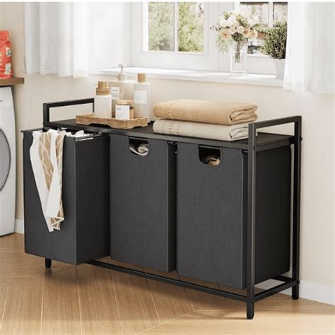 Laundry Hamper With Shelf Laundry Basket Organizer With 3 Pull Out