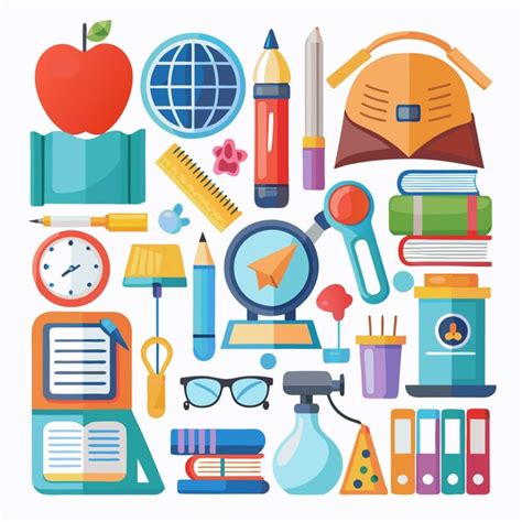 Colorful School Supplies Icons In A Circle Premium Ai Generated Vector