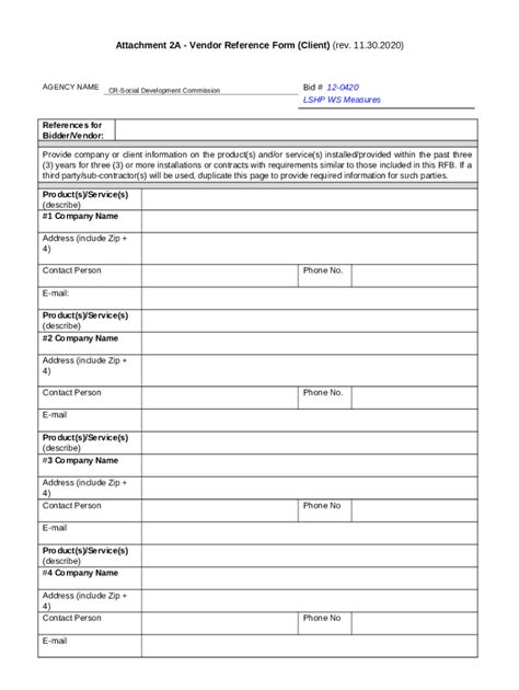 Attachment A Vendor Reference Washtenaw County Doc Template Pdffiller