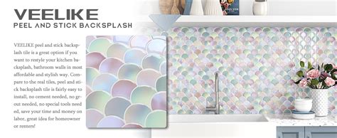 Veelike Fish Scale Backsplash Tile Peel And Stick Pink Mermaid Tile