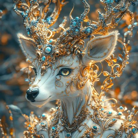 Anthropomorphic Deer White Fur With Brown Spots Human Like Face