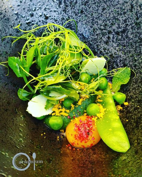 Arminium Green Pea Cream Soup With Mint And Quail Yolk Velouté De