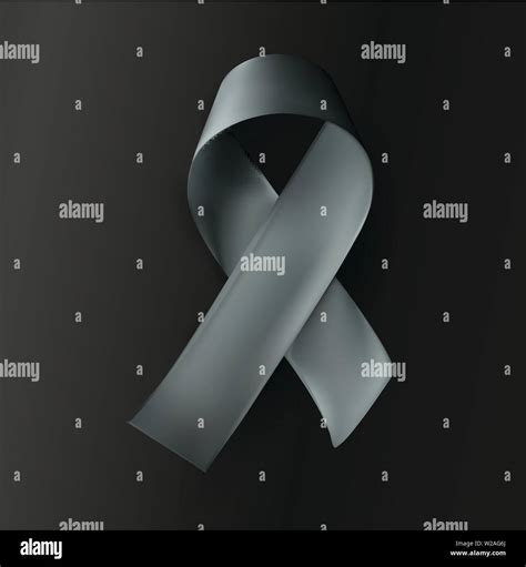 Grey Ribbon On Black Background Vector Illustration Stock Vector Image