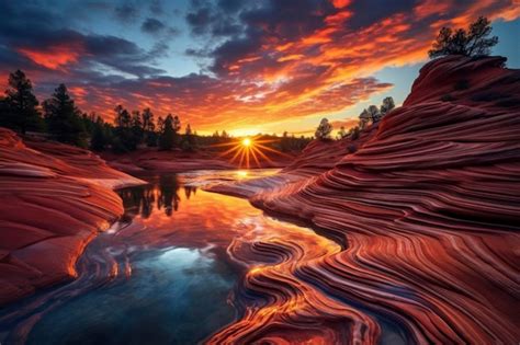 Premium Photo Sunset Landscape View