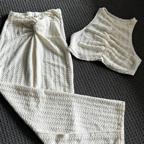White Crochet Knit Set Crochet Knitwear Depop