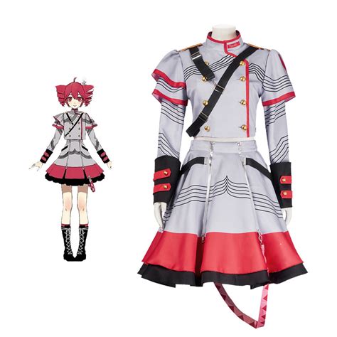 Kasane Teto Costume Grey Red Jacket Skirt Set Kasane Teto Cosplay