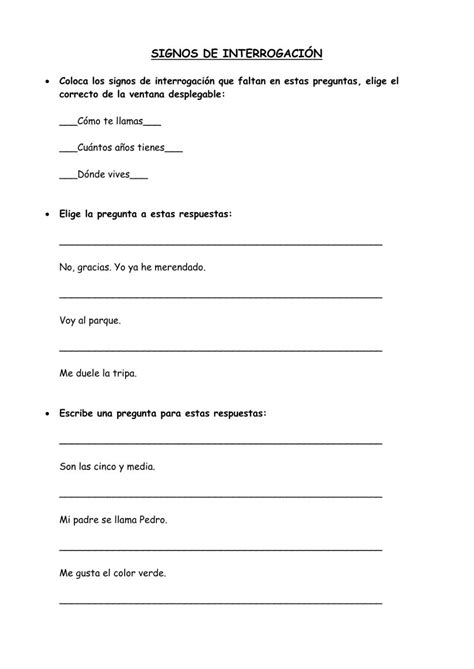 Ficha Online De Signos De Interrogación Y Exclamación Para 3º Puedes
