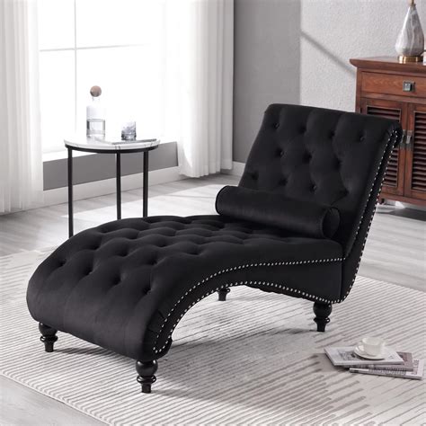 Binzida Velvet Chaise Lounge Indoorbutton Tufted