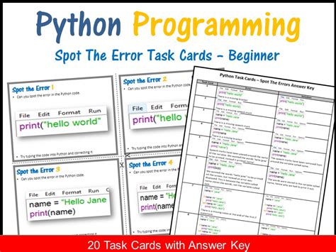 Python Programming Task Cards Computer Creations Technology Education