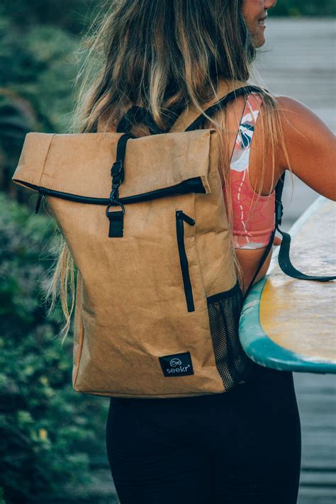 Vegan Backpack Eco Friendly Kraft Paper Rucksack Seekr
