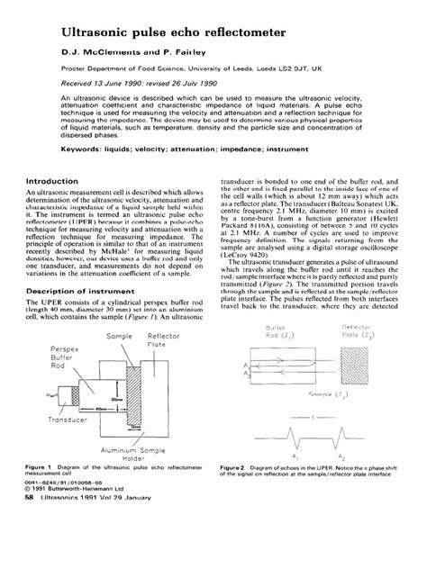 Ultrasonic Reflectometer For Liquids Pdf Ultrasound Density
