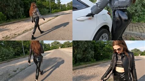 Jade Walking In Her Shiny Outfits Shiny Leather Heaven Clips4sale