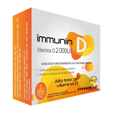 Vitamina D3 2000ui Immunin D Original 60 Cápsulas Gel Shopee Brasil