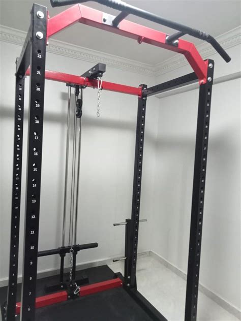 Full Power Rack With Lats Cable Machine And Add Ons Sports Equipment Exercise And Fitness