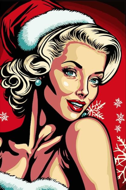Premium Vector Sexy Pop Art Santa Girl Pin Up Santa Girlvector