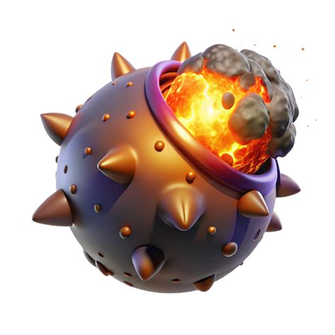 Spiky Orb Explosion 3d Render Of Fiery Blast 56263771 Png