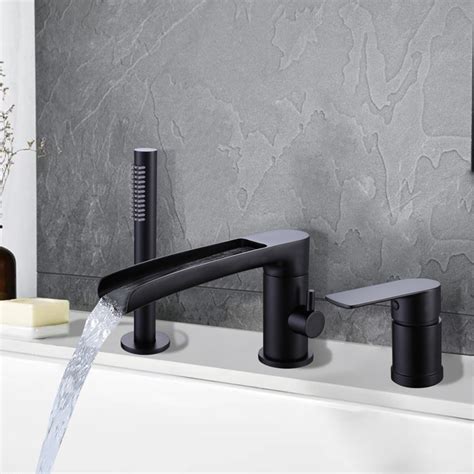 Inhouse Single Handle Deck Mounted Roman Tub Faucet With Hand Shower