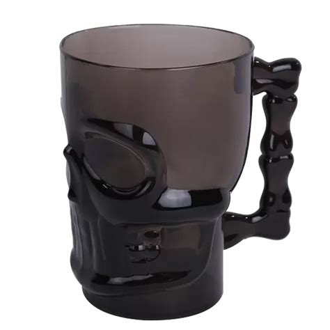 כוס גולגולת עם ידית בצבע שחור
