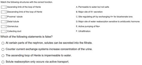 solved match the following structures with the correct